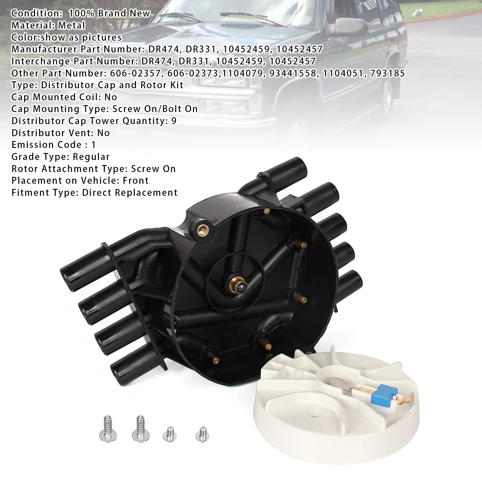 Chevy K1500 GMC 5.7L Vortec Distributor Cap and Rotor Kit 10452459 ...