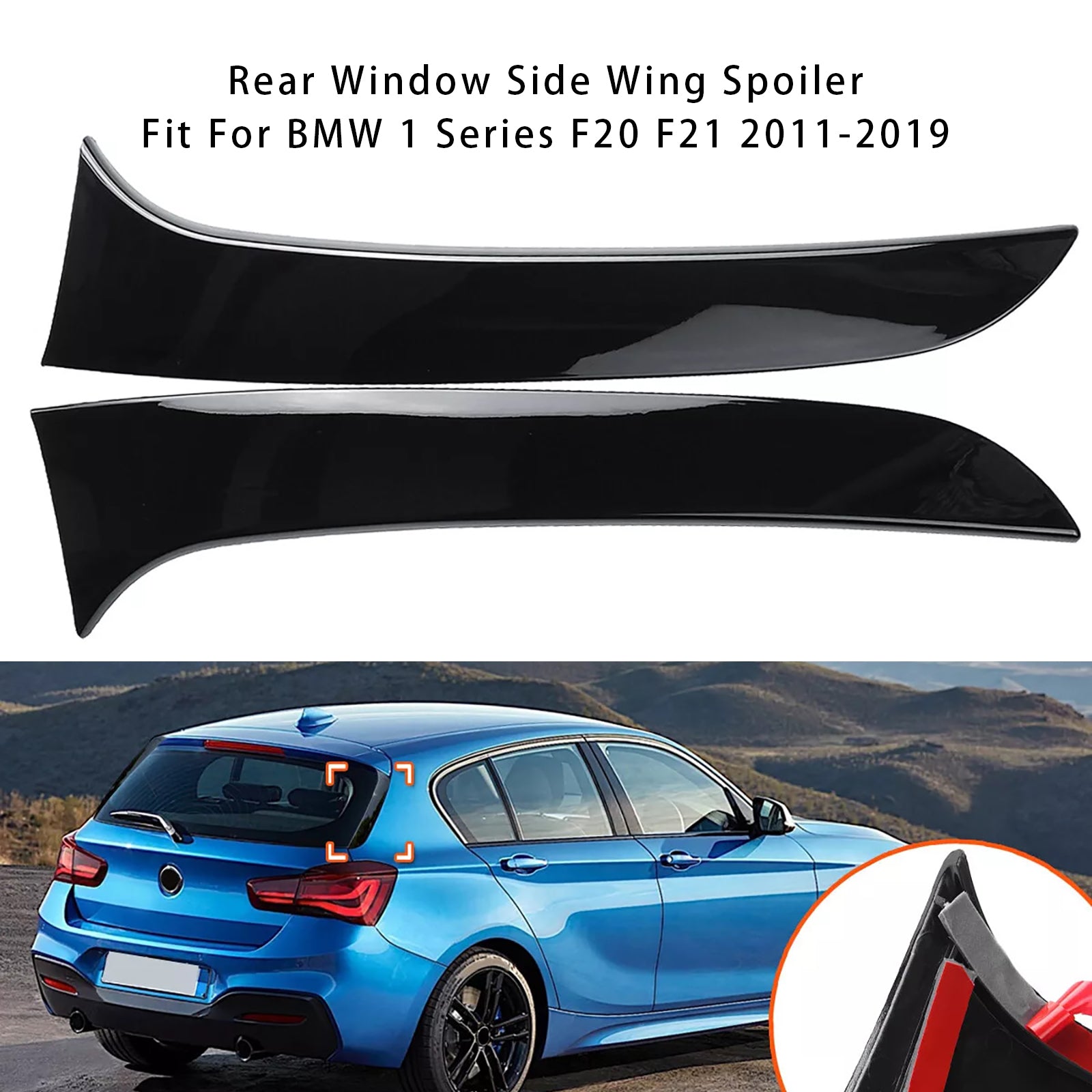 Gloss Black Pair Rear Window Side Wing Spoiler For BMW 1 Series F20 F2 ...
