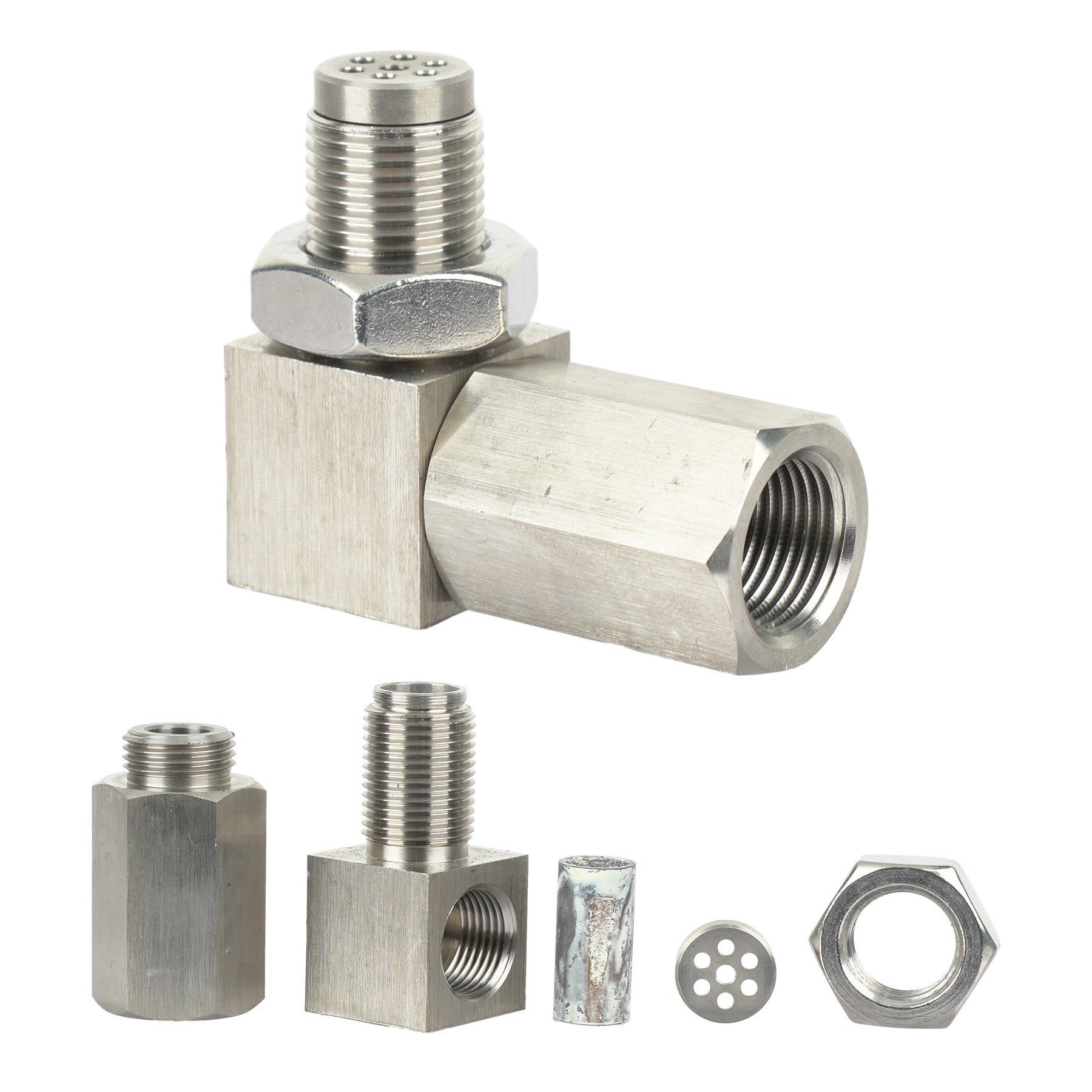 90° O2 Oxygen Sensor Spacer Engine Light CEL Check Bung Mini Catalytic ...