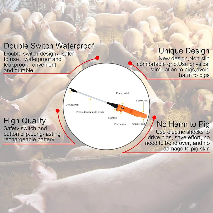Livestock Prod Stick With Led Light Rechargeable Electric Repelling Rod ...